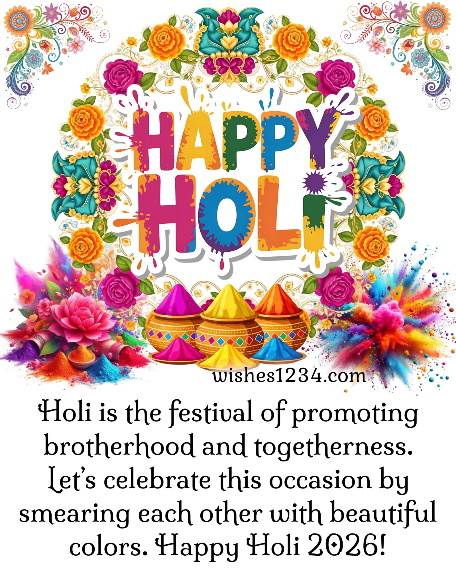Happy Holi: Beautiful Images with Heartfelt Quotes & Colorful Wishes